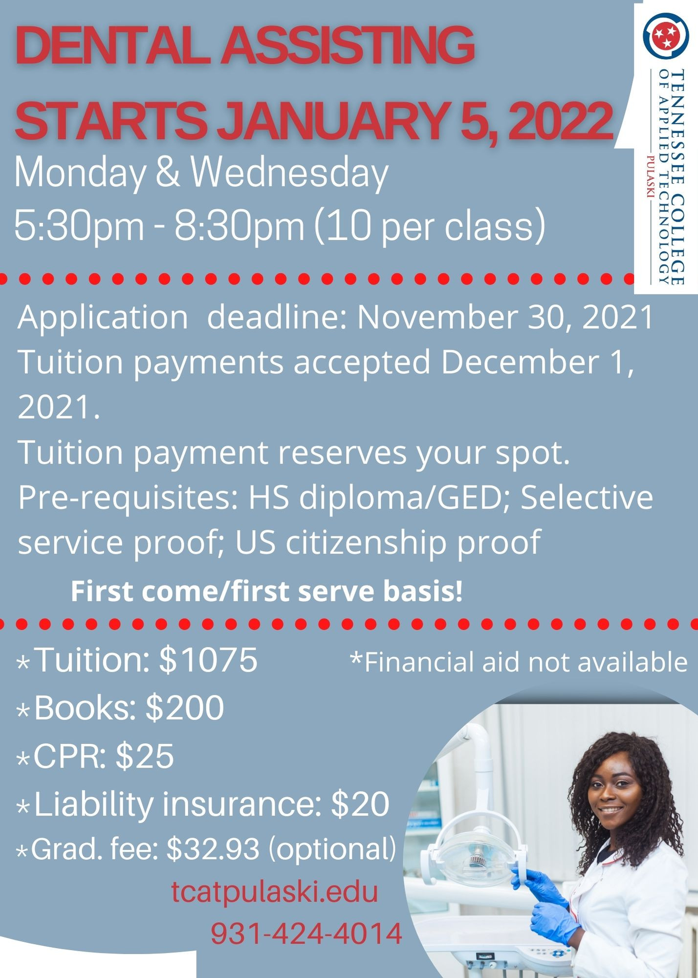 dental assisting starts january 5! (14).jpg | TCAT Pulaski